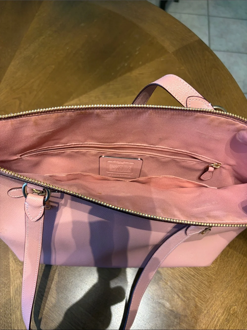 Coach | Bags | Coach Pink Leather Tote With Gold Hardware | Poshmark